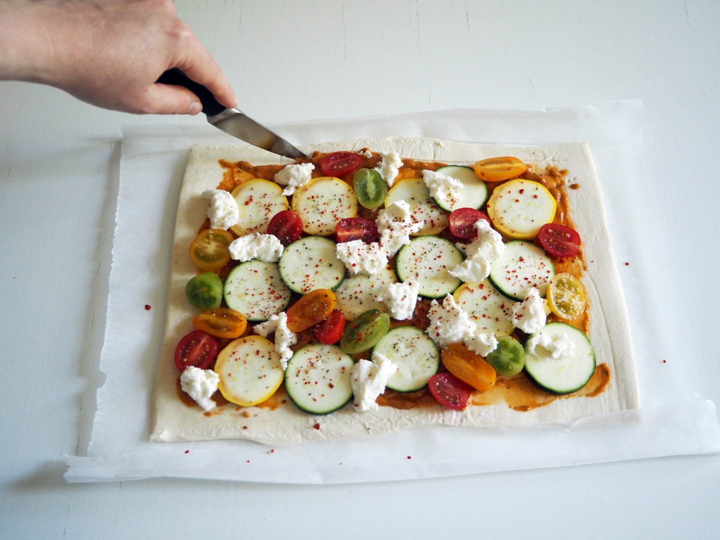 Puff Pastry With Pesto, Veggie And Cheese Topping | My Dear Kitchen in ...