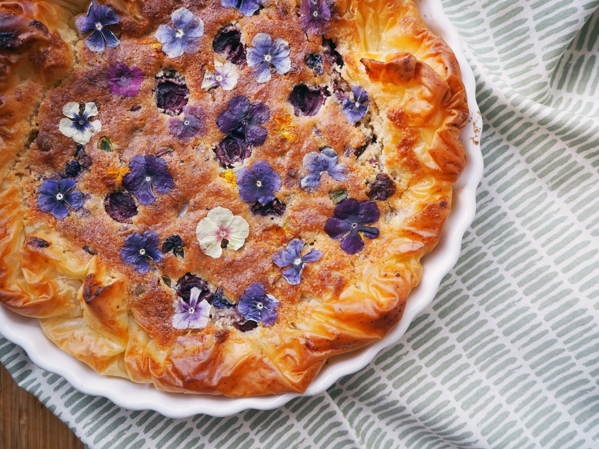 Phyllo Pie With Cardamom Frangipane, Cherry And Pistachio Filling And ...